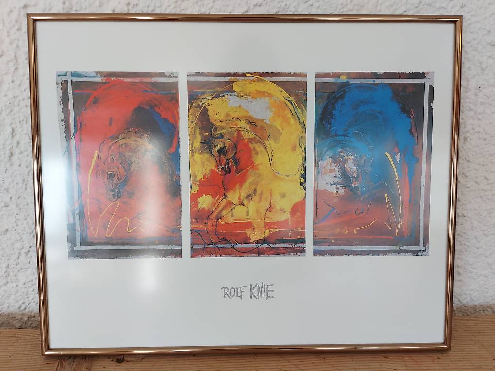 Rolf Knie , Bild mit Rahmen : Horse Triptych Circus / Pferde im Kanton Graubünden - tutti.ch