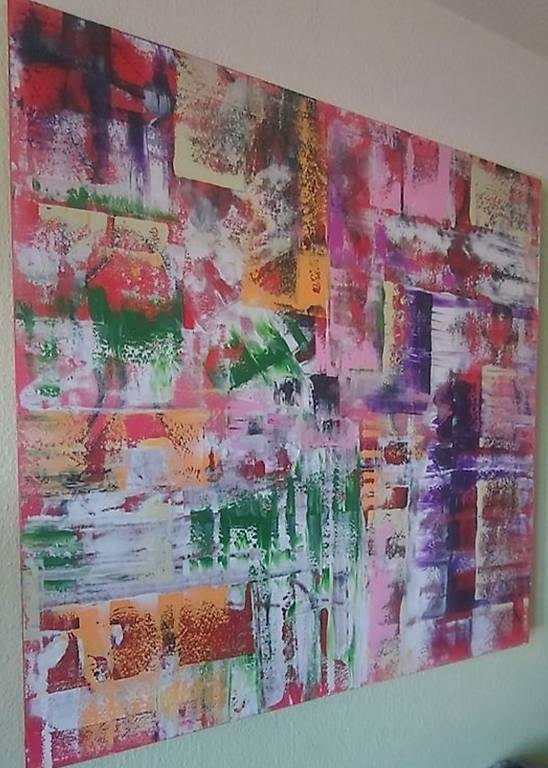 Gemälde Abstrakt Bunt von mir selbstgemalt 100×100 im Kanton Basel-Stadt - tutti.ch