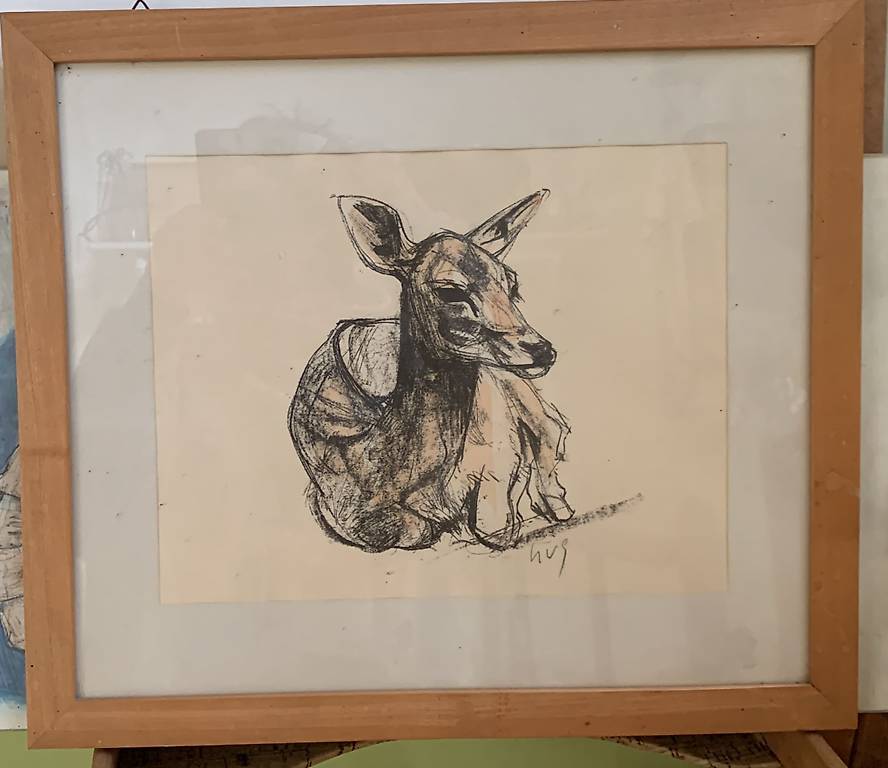 Fritz Hug Lithographie Reh ca 1960 in Holzrahmen im Kanton Zürich ...