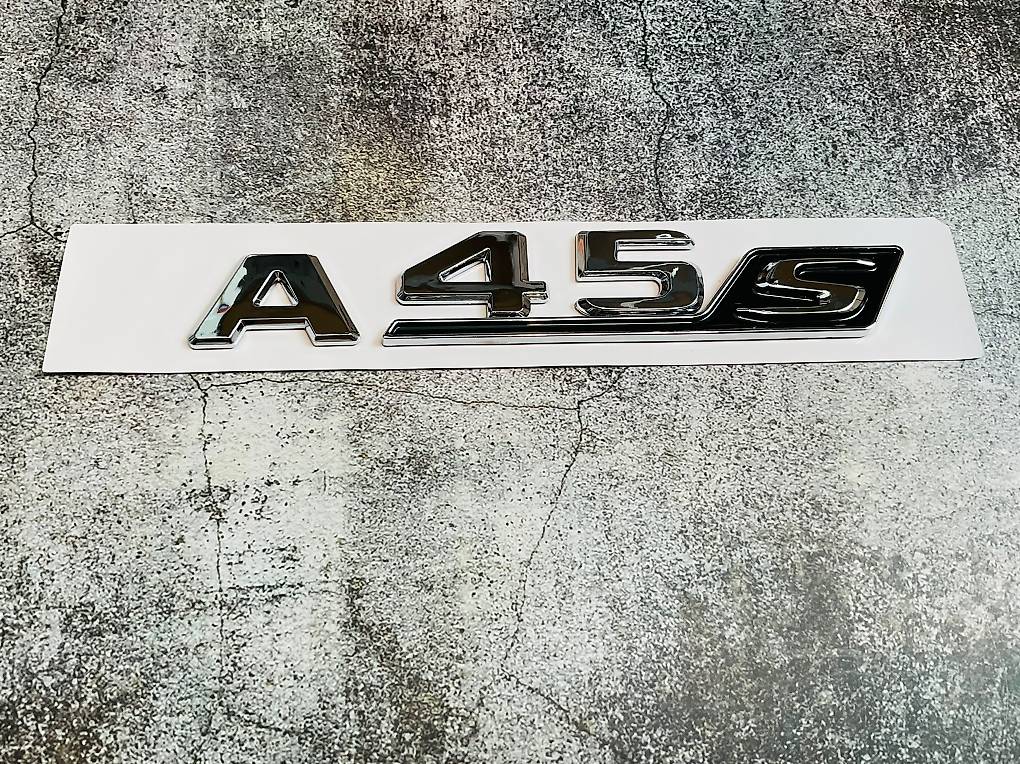 Mercedes AMG A45 S Emblem Schriftzug Logo Chrom/Schwarz Canton Soleure ...