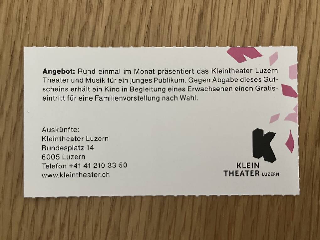 Kleintheater Luzern: Eintritt für ein Kind im Kanton Luzern - tutti.ch