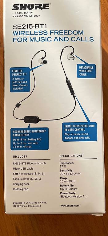 Shure SE215SPE-W-BT1-EFS; Sound Isolating im Kanton Basel-Landschaft ...
