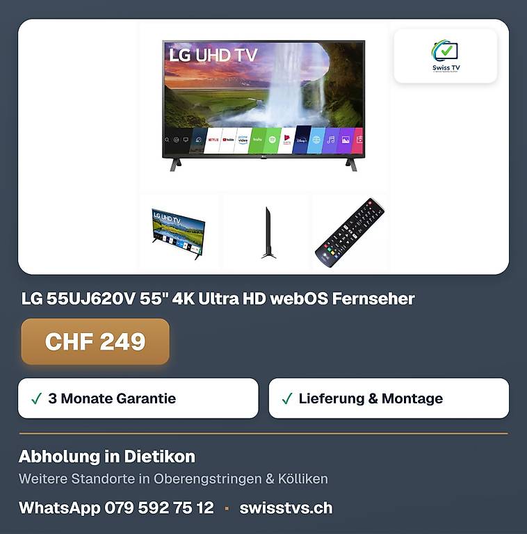 LG 55UJ620V 55" 4K Ultra HD webOS Fernseher im Kanton Aargau - tutti.ch