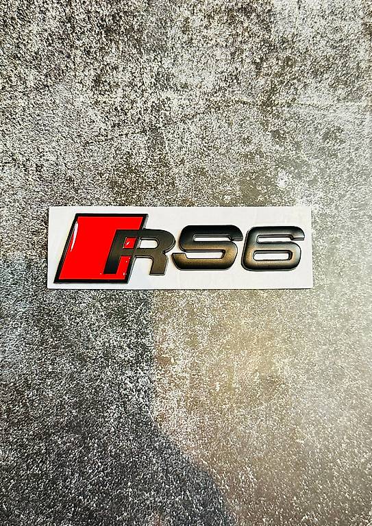 Audi RS6 Emblem Schriftzug Logo aus Metall Rot/Schwarz Matt im Kanton ...