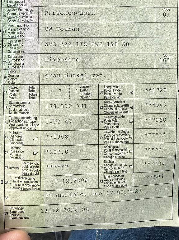 VW Touran im Kanton Thurgau - tutti.ch