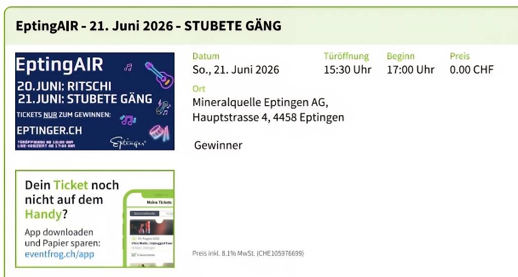 2 x GRATIS Ticket für Stubete Gäng im Kanton Basel-Stadt - tutti.ch
