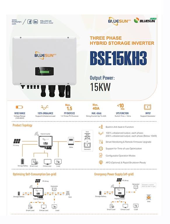 Solar PV Speicher 15Kw Wechselrichter 15Kw Solar Bluesun im Kanton ...