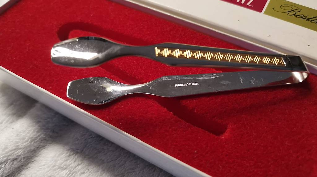 Prinz Neosil Silber, Gold Eis / Zuckerwürfel Zange in OVP im Kanton ...