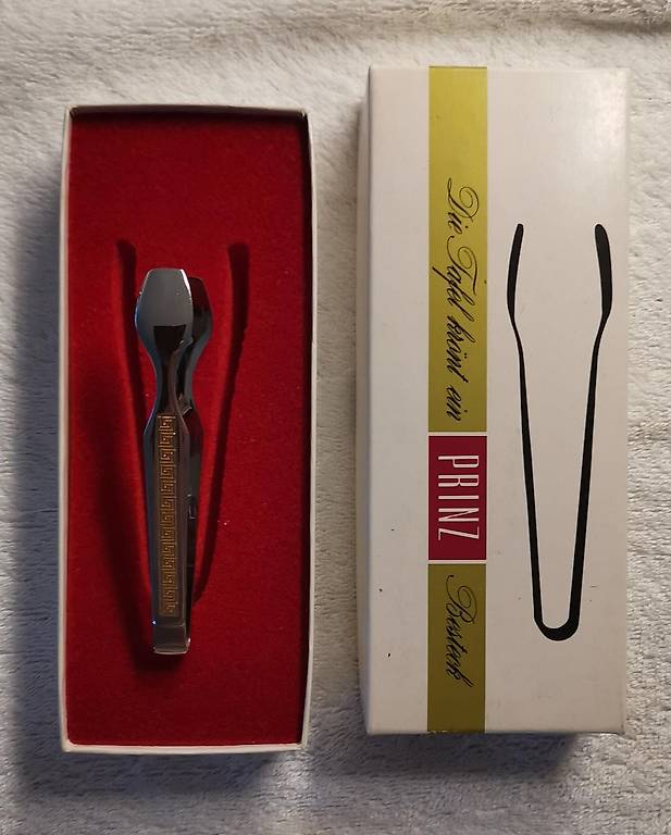 Prinz Neosil Silber, Gold Eis / Zuckerwürfel Zange in OVP im Kanton ...