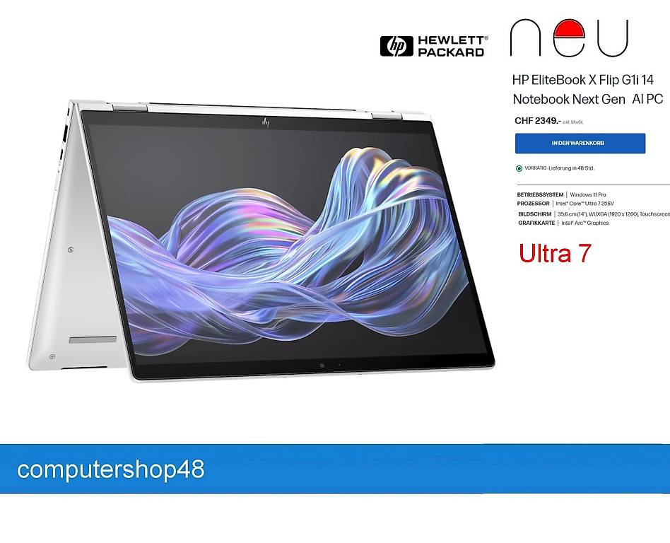 HP EliteBook X Flip G1i Ai 14`` 32GB Next Gen. Ultra 7 im Kanton Aargau ...
