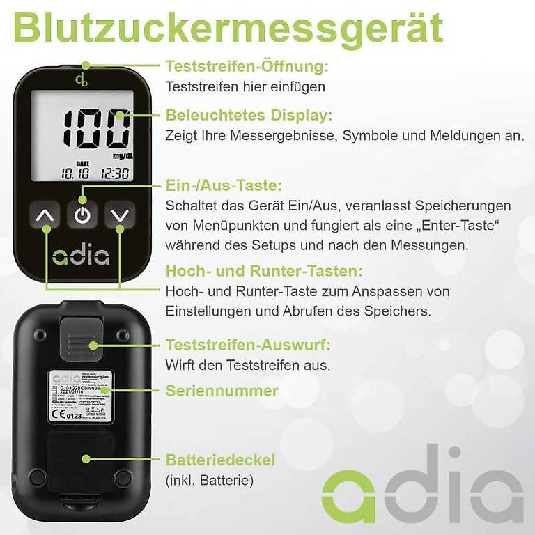 adia Blutzuckermessgerät mmol/l - Set für Diabetiker im Kanton Basel ...
