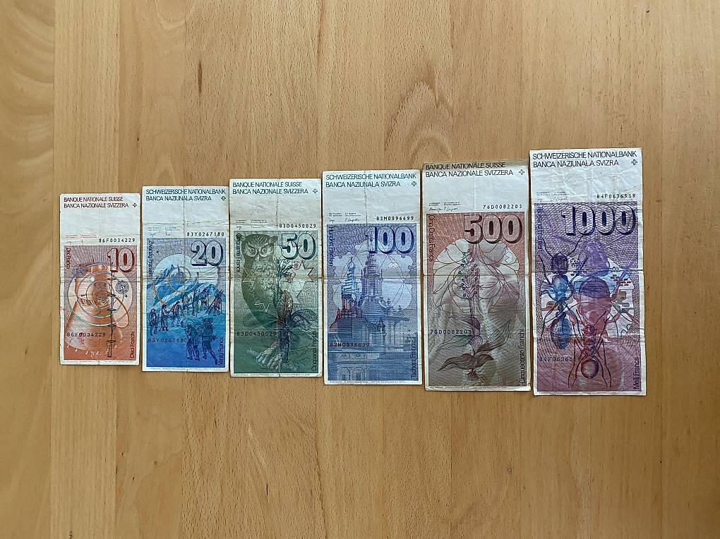 Banknote Schweiz komplette Serie 6 10 bis 1000 Franken Cantone Vallese ...