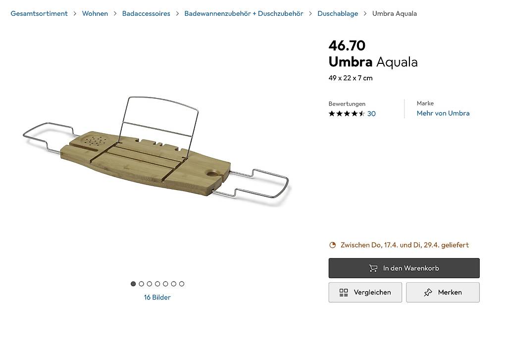 Tolle Badewannen-Ablage Umbra Aquale, Holz im Kanton Zürich - tutti.ch