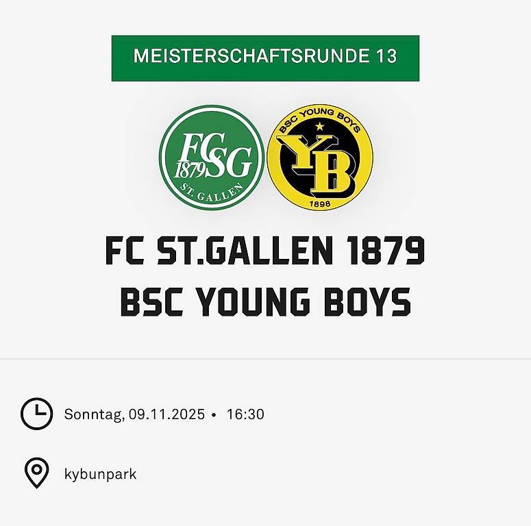 FC St.Gallen vs BSC Young Boys im Kanton St. Gallen - tutti.ch