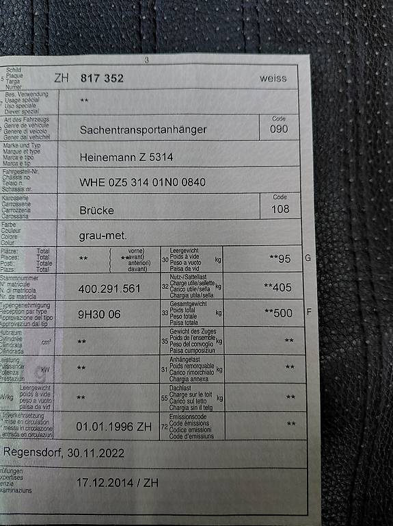 Gebrauchter Heinemann Anhänger mit Deckel zu verkaufen im Kanton Zürich ...