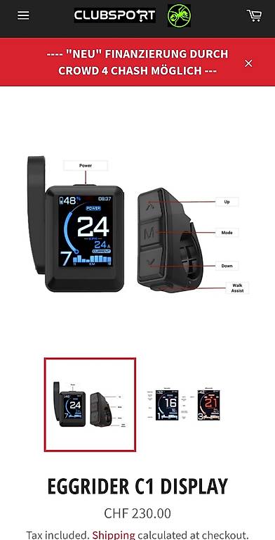 Eggrider C1 Display für ASI Bac Controller, usw im Kanton Basel ...