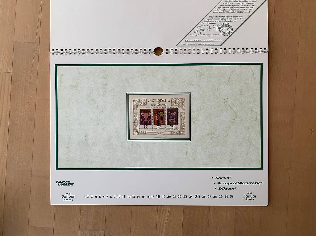 Briefmarkenkalender "Briefmarken aus aller Welt 1998" im Kanton Zürich ...
