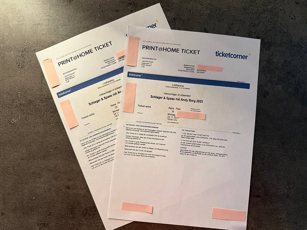 2 Sitzplätze Andy Borg "Schlager & Spass", 24.11.25 Näfels im Kanton ...