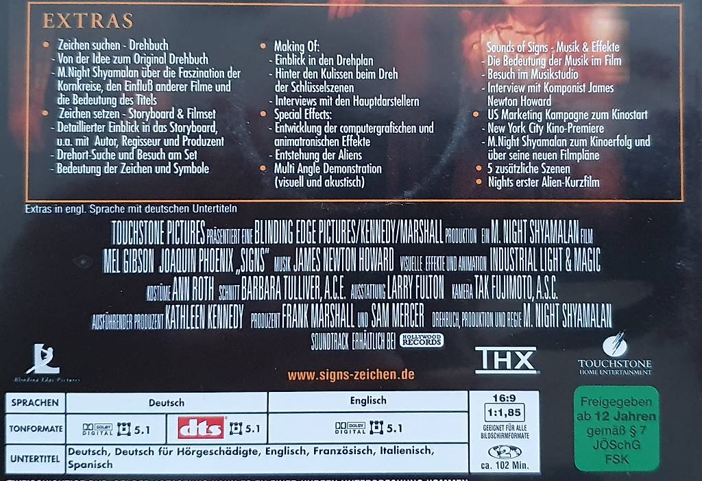 Signs - DVD - 2002 - M. Night Shyamalan Mel Gibson IMDB 6.7 im Kanton ...