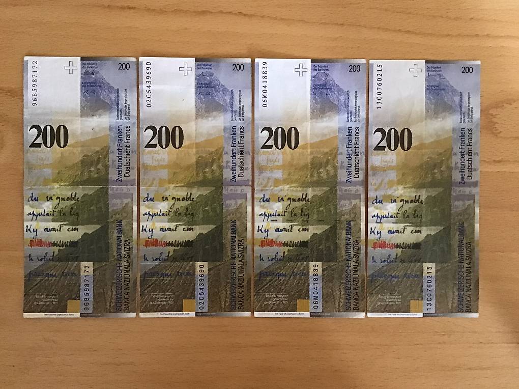 Banknote Schweiz 200 Franken Francs Serie 8 Ramuz Cantone Vallese ...