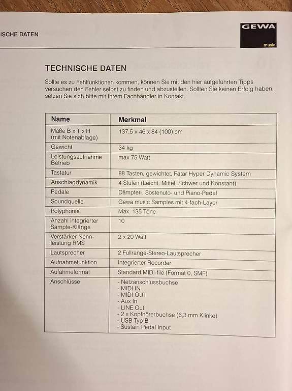 E-Piano - GEWA digital Piano DP 120 G im Kanton Aargau - tutti.ch