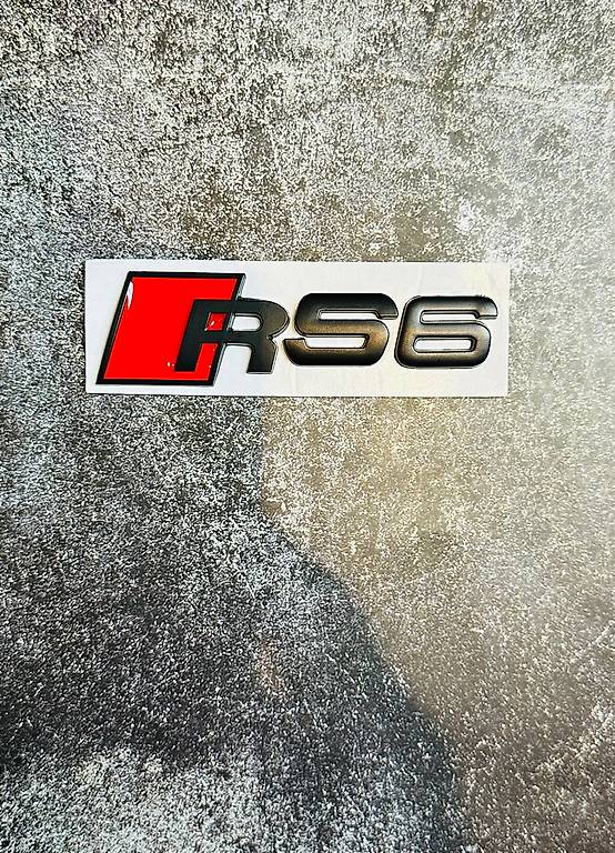 Audi RS6 Emblem Schriftzug Logo aus Metall Rot/Schwarz Matt im Kanton ...