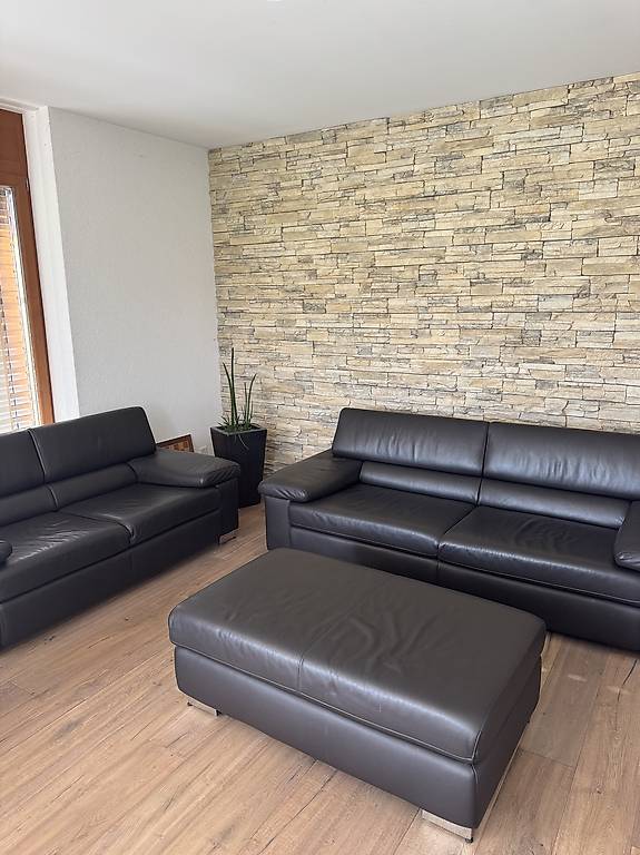 Ewald Schillig Ledersofa 3-teilig (2 Sofas + Hocker) im Kanton St ...