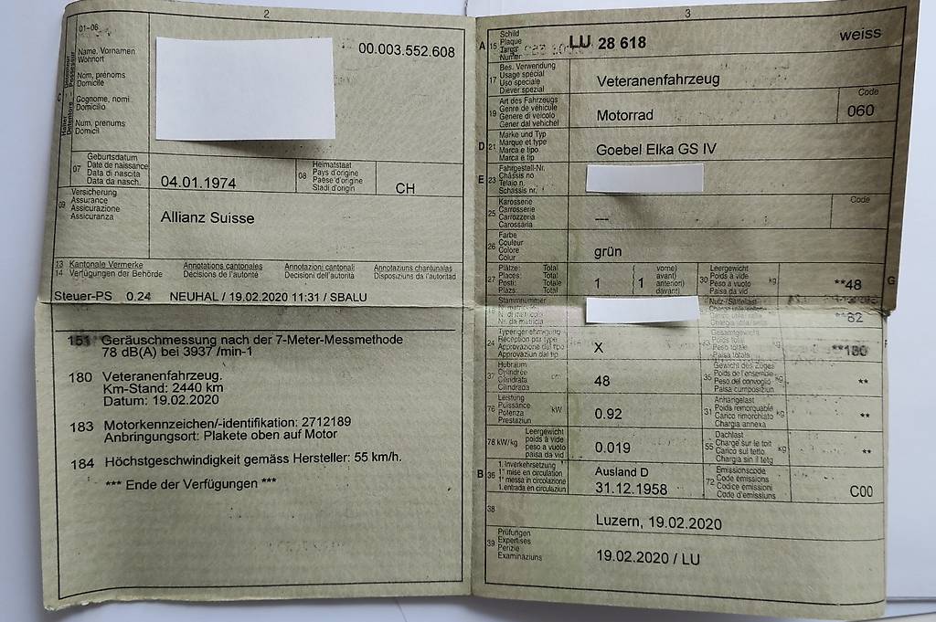 Sachs Elka GS lV von Göbel Moped 3-Gang Veteran jg. 1958 im Kanton ...