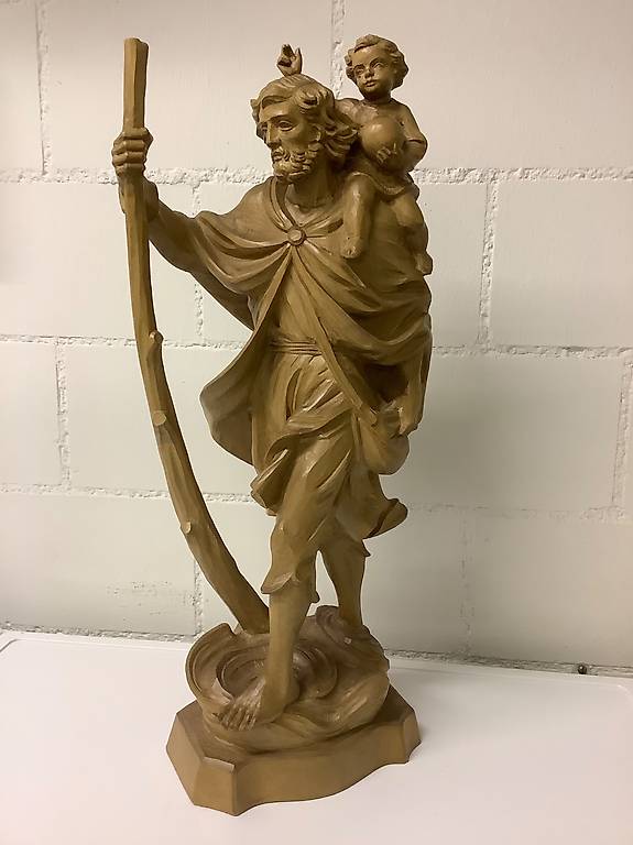 Heiliger Christopherus, handgeschnitzte Holzfigur im Kanton Zürich ...