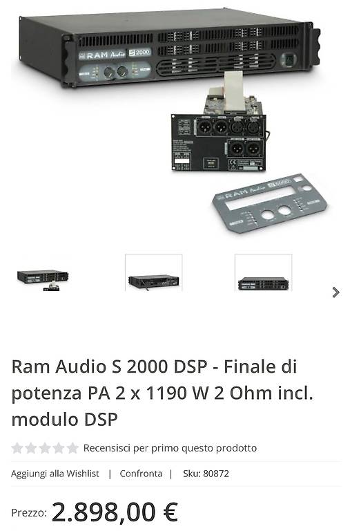 Ram Audio S 2000 DSP PA Endstufe 2 x 1190 W 2 Ohm im Kanton Aargau ...