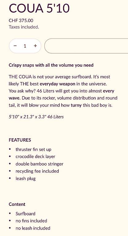 Surfboard Dead Bird - The Coua 5.10 - 46 Liter im Kanton Zürich - tutti.ch