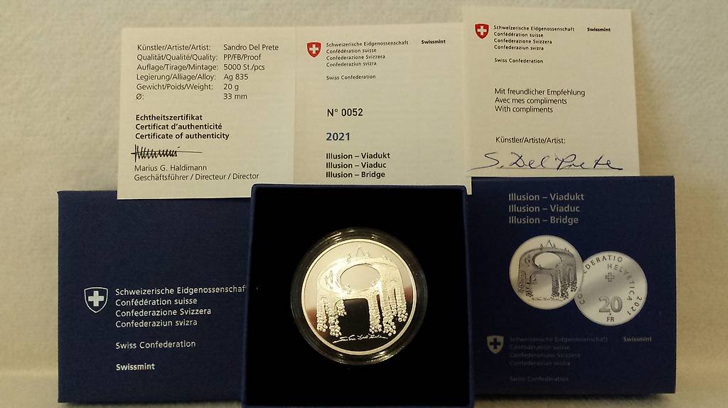 20 Fr Münze 2021 Illusion-Viadukt PP signiert Nr. 52 !!! im Kanton Zürich - tutti.ch