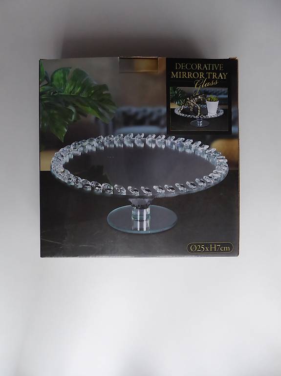 Dekoratives Spiegelplateau / Tablett rund mit Glas Diamanten im Kanton ...