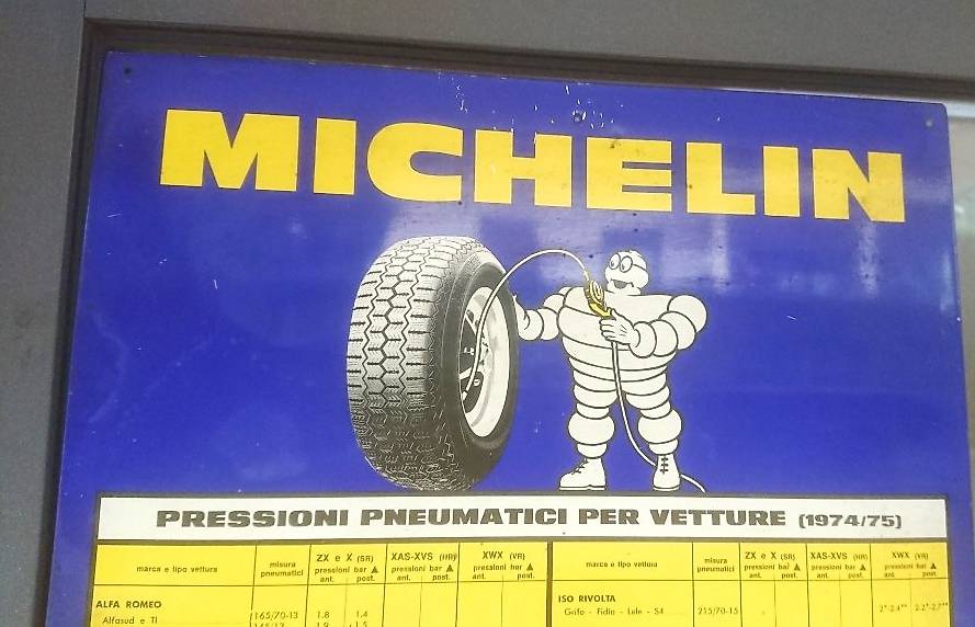 Cartello Michelin pressione pneumatici vintage Canton Tessin - tutti.ch