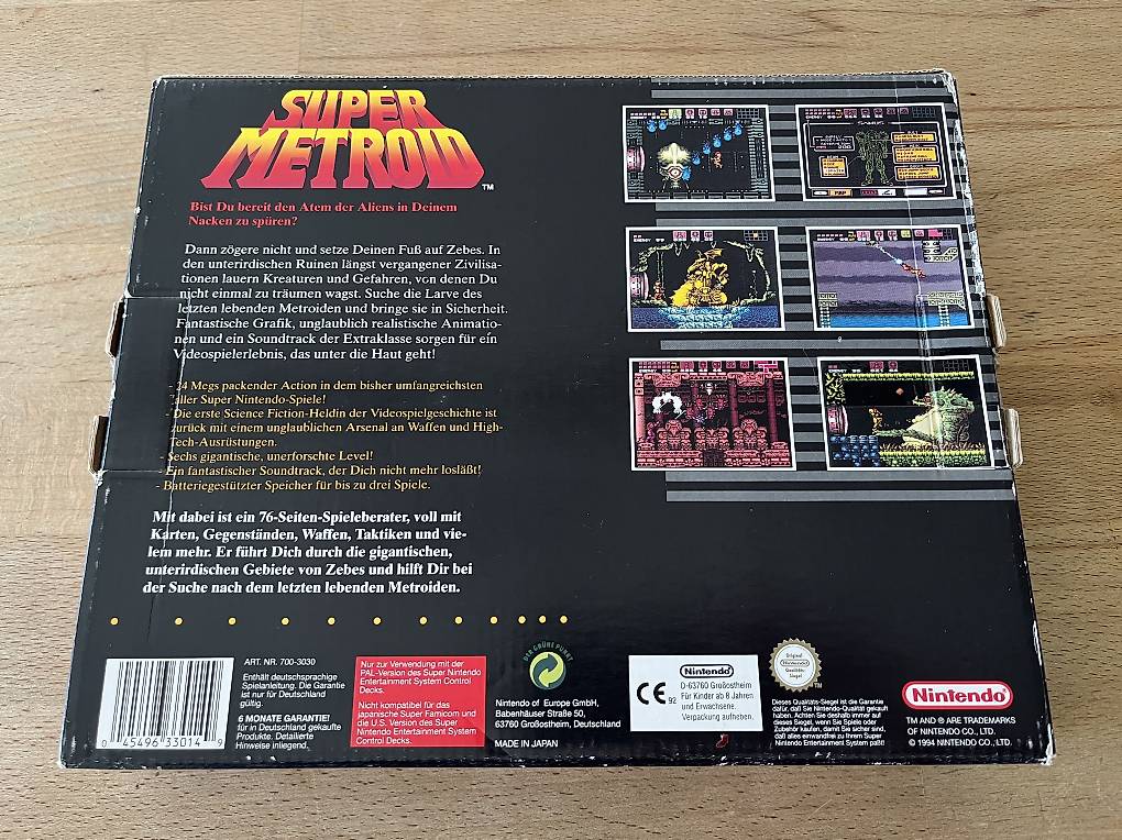 Super Metroid, PAL Deutsch, Big Box OVP, SNES, Komplett! im Kanton ...