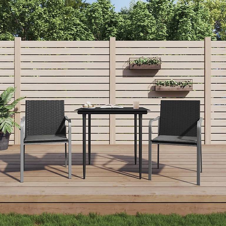 [Neu] Gartenstühle mit Kissen 2 Stk. Schwarz 56x59x84 cm Pol im Kanton ...
