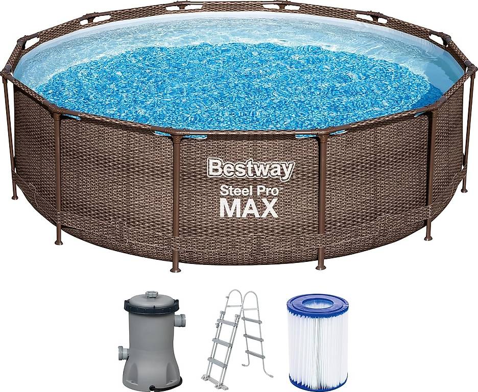 Bestway Steel Pro Max Frame Pool Komplettset Deluxe, rund, R im Kanton ...