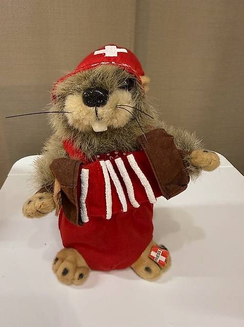 Murmeltier spielt Akkordeon/Peluche che suona fisarmonica im Kanton ...