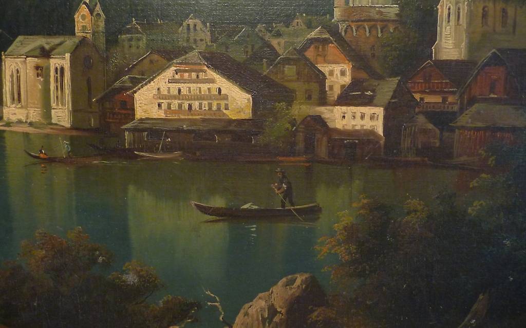 Kunst Bild, Fischer am See, Öl auf Holzplatte, Art. im Kanton Aargau ...