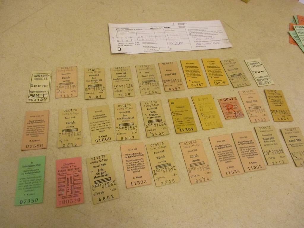 31x SBB-Billett 70er Karton-Billett Gotthard-Verlad CFF im Kanton ...