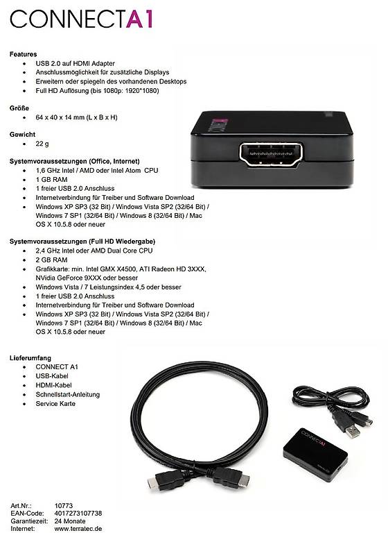 Terratec Connect A1 USB auf HDMI-Adapter im Kanton Thurgau - tutti.ch