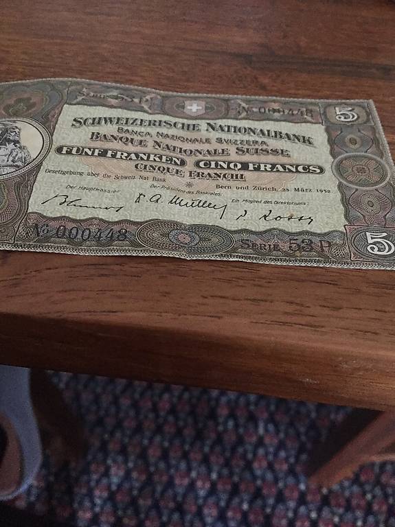 Alte fünf Franken Note im Kanton Aargau - tutti.ch