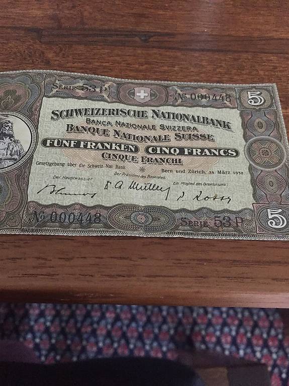 Alte fünf Franken Note im Kanton Aargau - tutti.ch