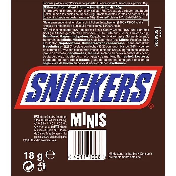 Snickers Schokoriegel Minis, 2821g, je 18,8g, 150 Riegel im Kanton ...