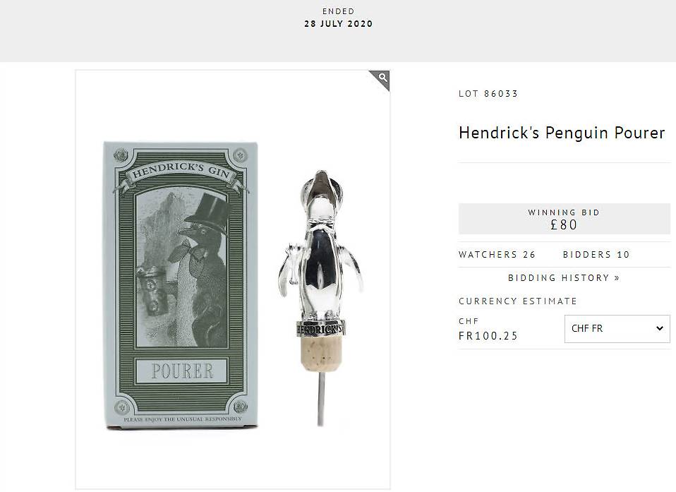 Hendricks Gin Pinguin Penguin Ausgiesser Pourer (NEU) - tutti.ch