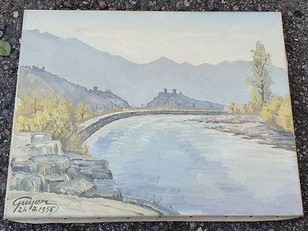 4 Ölbilder von Walter Guyer aus den 50-er jahren im Kanton Zürich ...