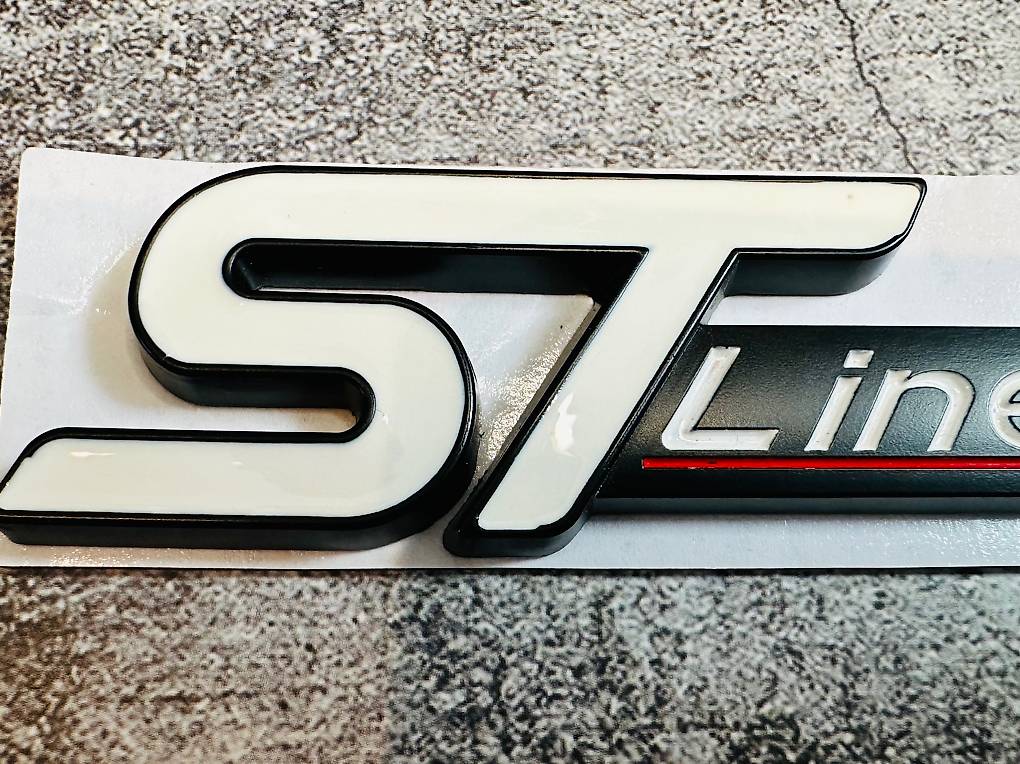 Ford ST Line Emblem, Schriftzug, Logo in weiss aus Metall im Kanton ...