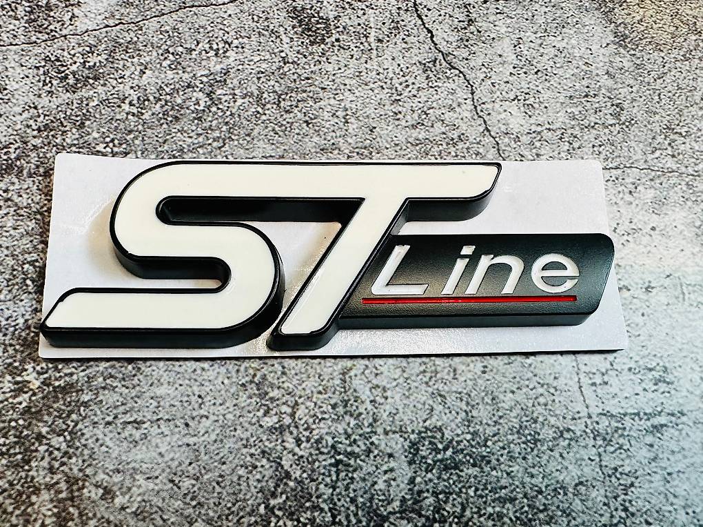 Ford ST Line Emblem, Schriftzug, Logo in weiss aus Metall im Kanton ...