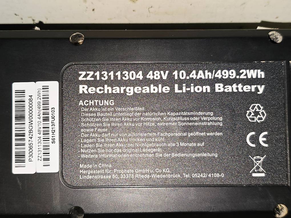 AEG E-Bike Akku Modell:ZZ1311304 48V 10.4Ah 499.2wh im Kanton Aargau ...