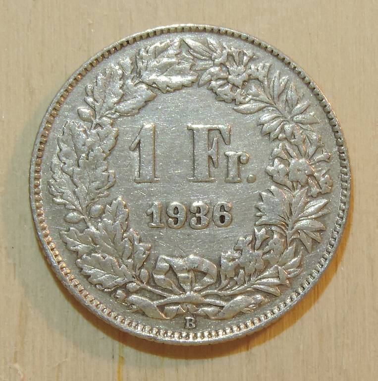 1 Franken 1936 Silbermünze Schweiz Helvetia Cantone San Gallo - tutti.ch